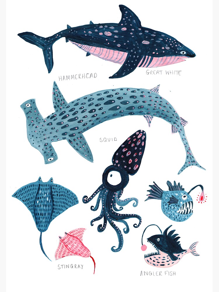 "Sea Creatures" Sticker for Sale by amberstextiles | Redbubble