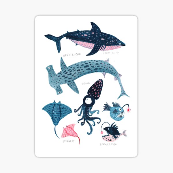 "Sea Creatures" Sticker for Sale by amberstextiles | Redbubble