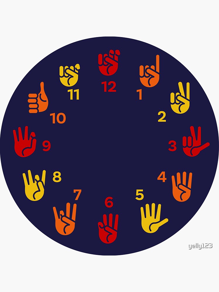 "American Sign Language Clock" Sticker for Sale by yelly123 | Redbubble