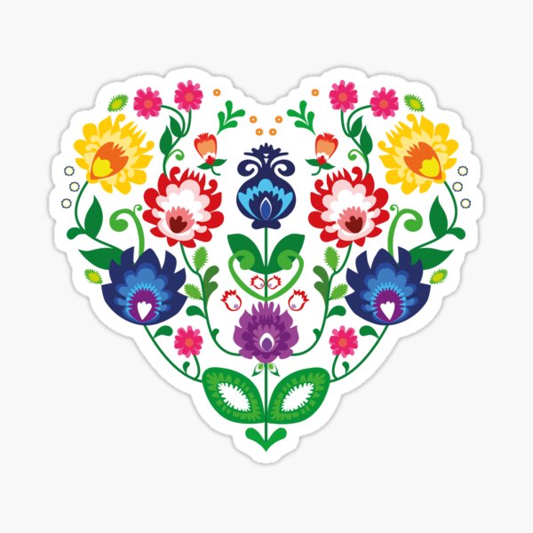 "Folk heart, beautiful polish folk motif - white" Sticker for Sale by ...