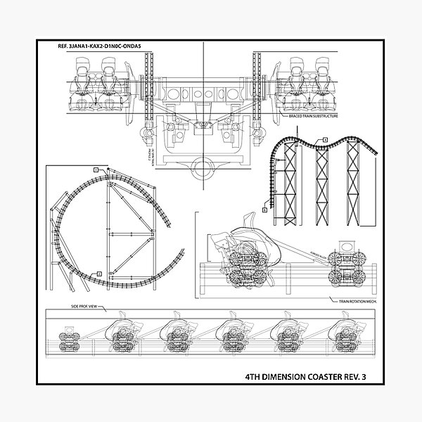 "Arrow/S&S 4 Dimensional Coaster Blueprint - Black" Photographic Print ...