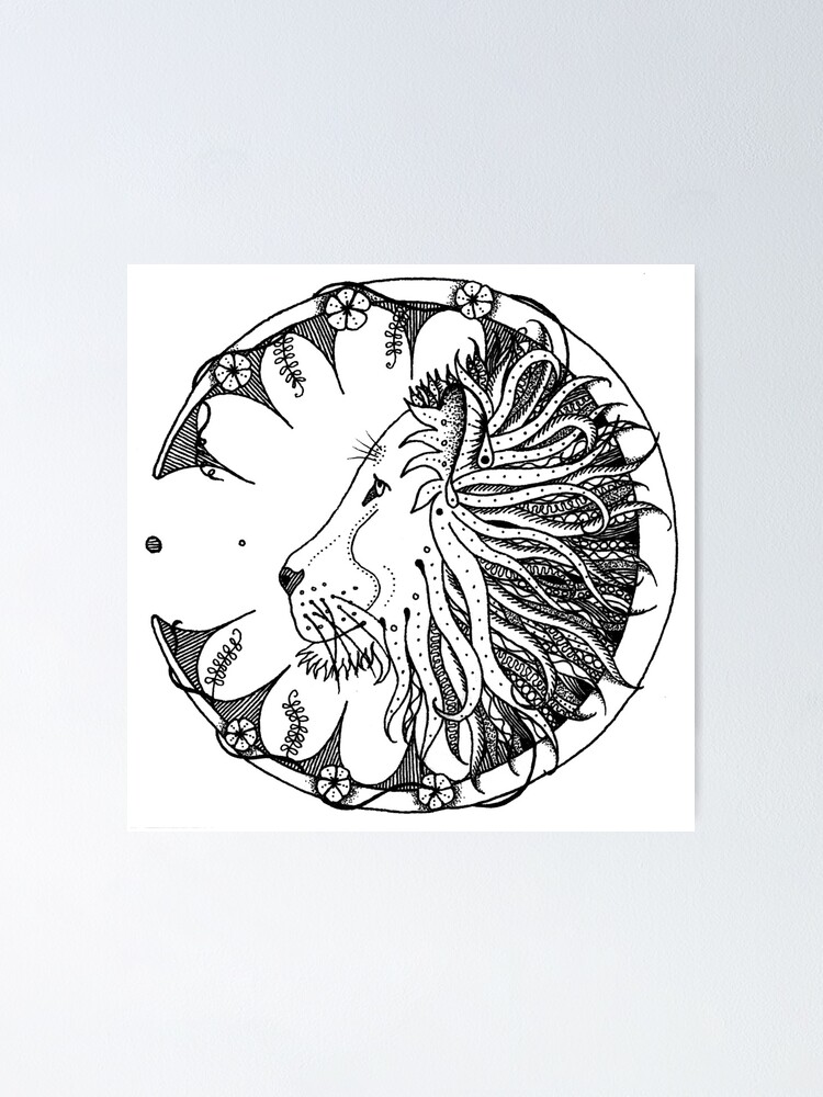 "Lion drawing" Poster by suewillisdesign | Redbubble