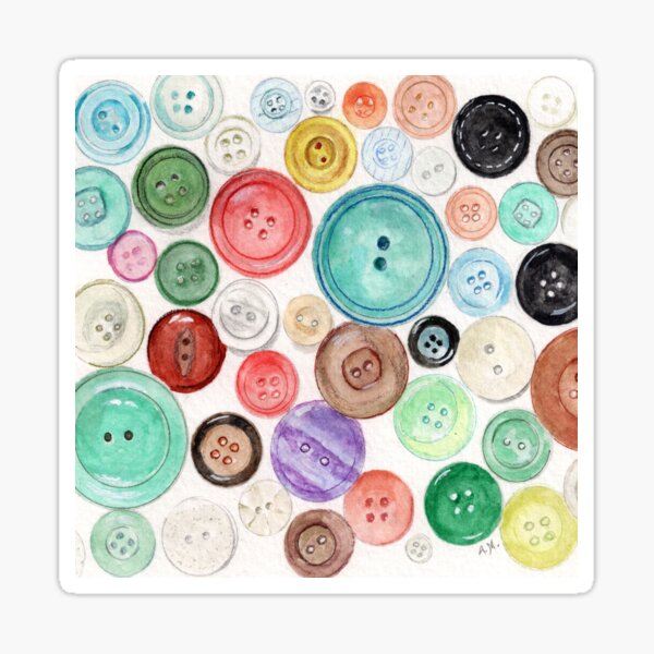 "Buttons!" Sticker by anniem49 | Redbubble