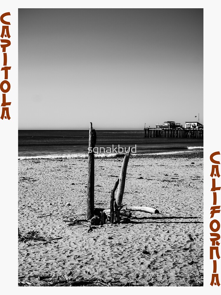 "Capitola, California, beach Black and white picture" Sticker for Sale ...