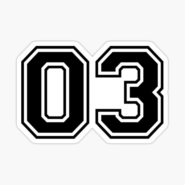 "03 Uniform numbers in black with a black outside contour line number ...