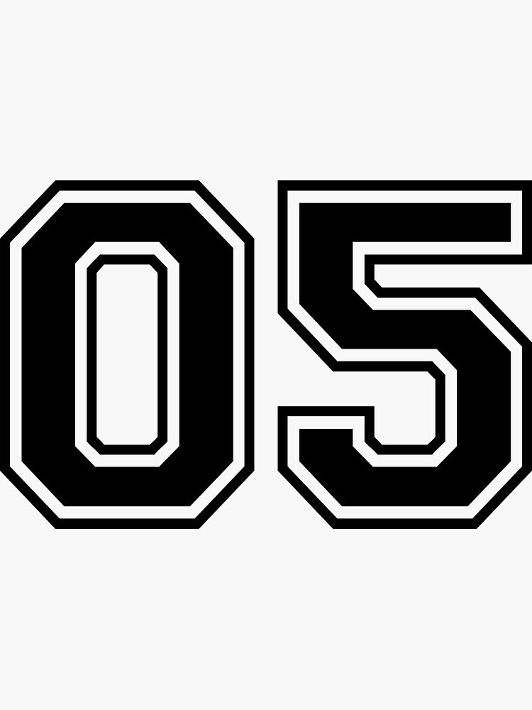 "05 Uniform numbers in black with a black outside contour line number ...