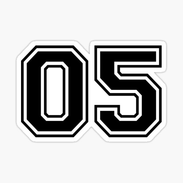 "05 Uniform numbers in black with a black outside contour line number ...