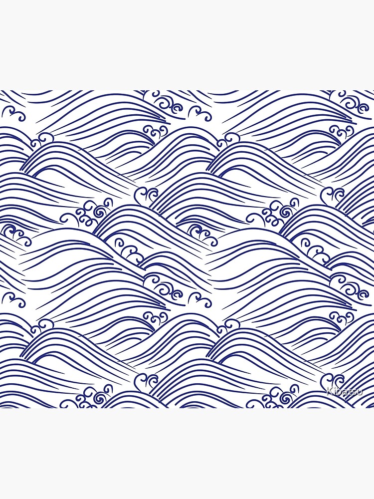 "Handrawn Ink Nami - Japanese Wave Textile Pattern" Throw Blanket for ...