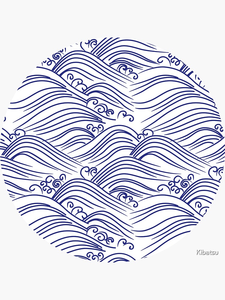 "Handrawn Ink Nami - Japanese Wave Textile Pattern" Sticker for Sale by ...