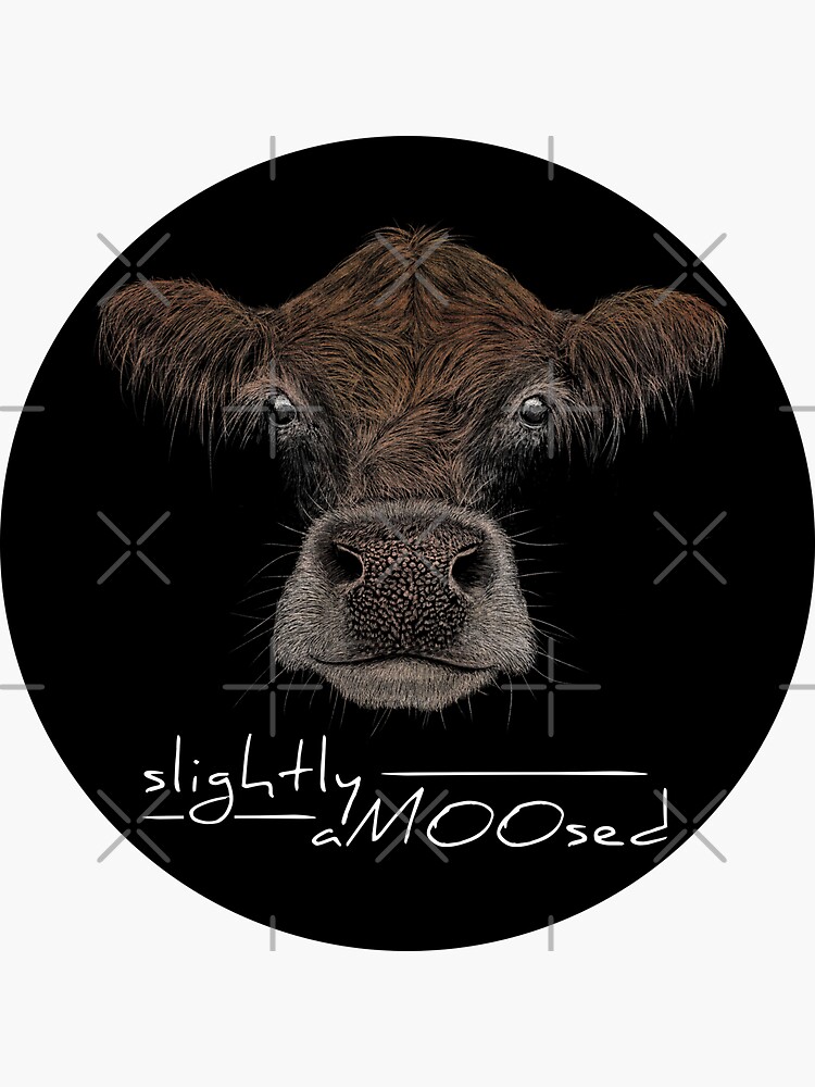 "Slightly aMOOsed Cow Pun Heifer Humor Art" Sticker for Sale by ...