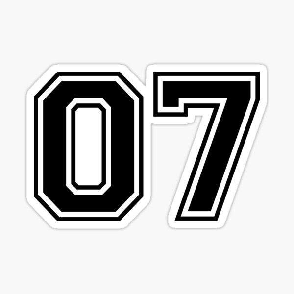"07 Uniform numbers in black with a black outside contour line number ...