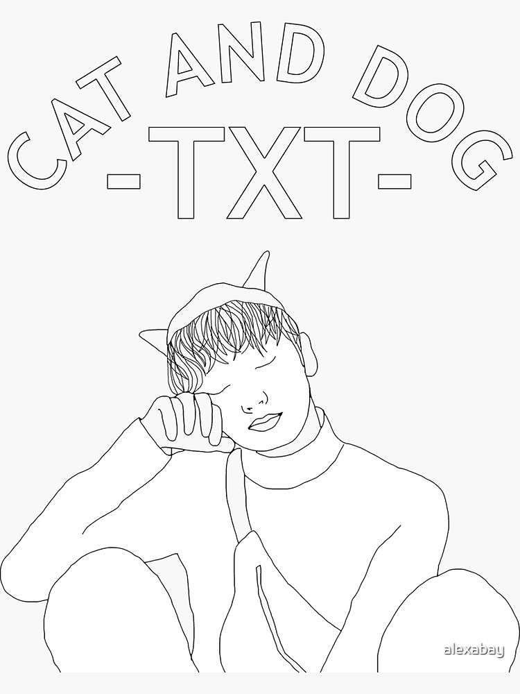 "TXT cat and dog" Sticker by alexabay | Redbubble