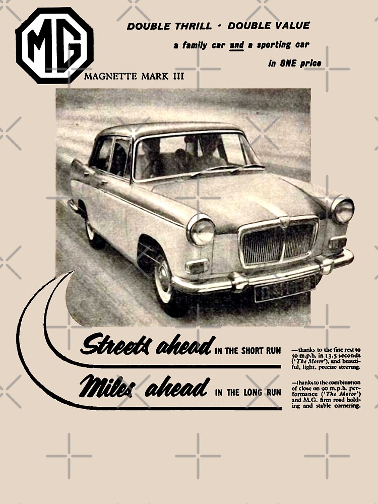 "MG MAGNETTE" T-shirt for Sale by ThrowbackMotors | Redbubble | mg t ...