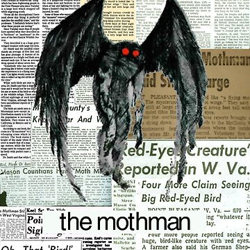 "mothman newspaper articles" Sticker for Sale by cryptidclaire | Redbubble