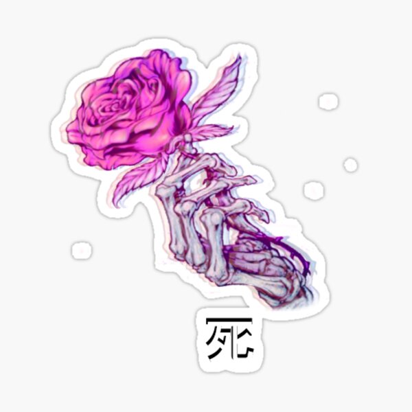 "Aesthetic Skeleton Holding Rose" Sticker by JohnZalzar626 | Redbubble