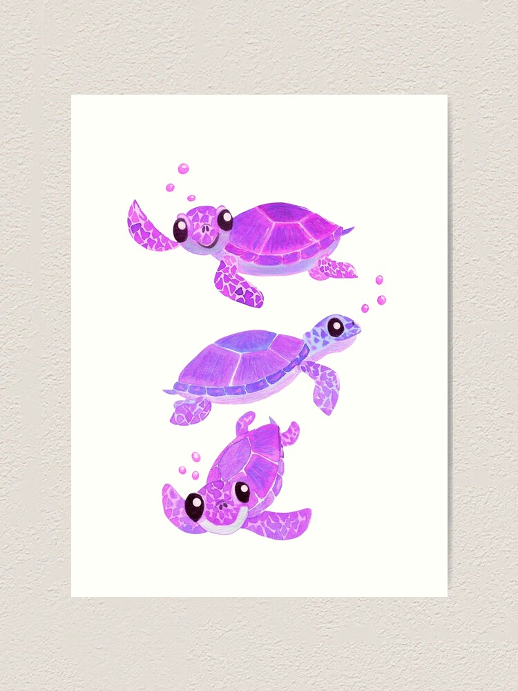 "Cute Pink Sea Turtles" Art Print for Sale by SukiMaeArt | Redbubble