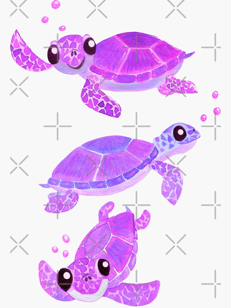 "Cute Pink Sea Turtles" Sticker for Sale by SukiMaeArt | Redbubble