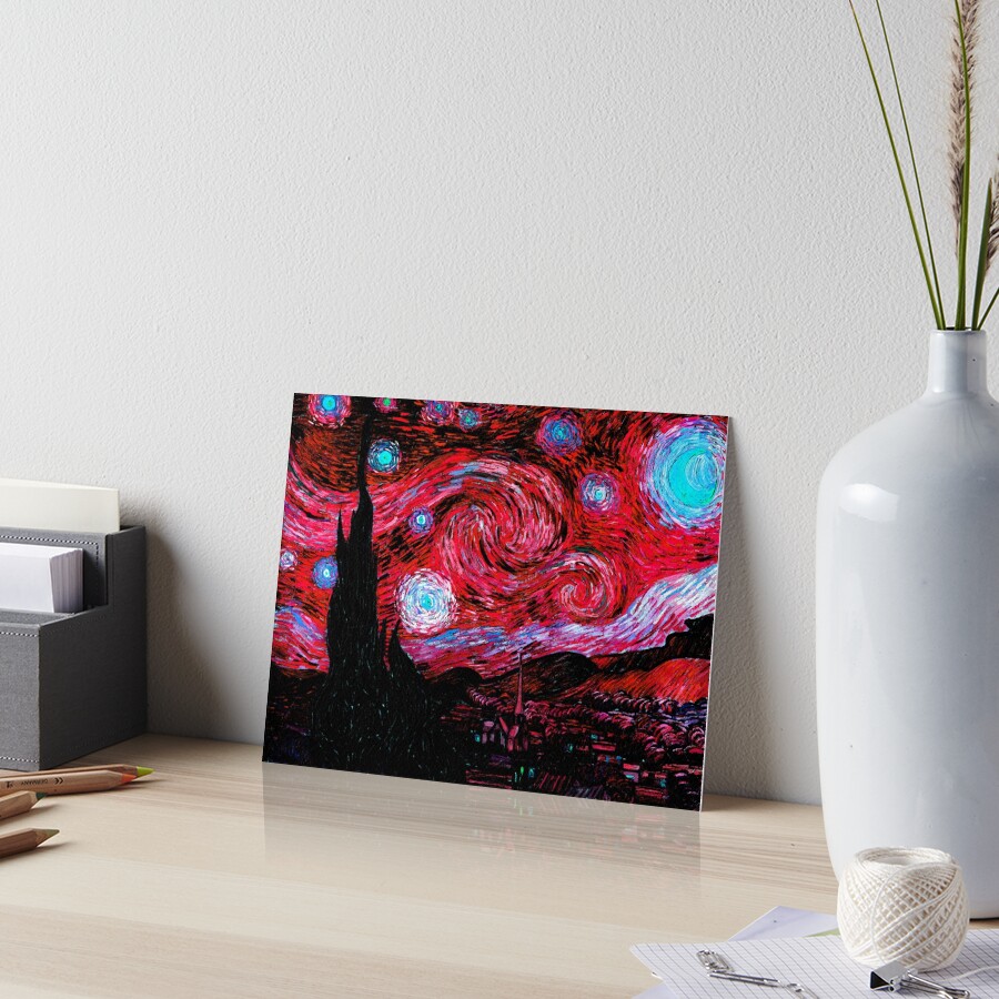 "The Starry Night by Vincent van Gogh | Red Sky Version" Art Board ...