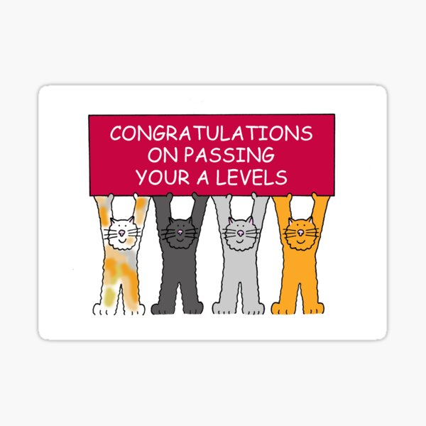 "Congratulations on Passing Your A levels, Cartoon Cats." Sticker for ...