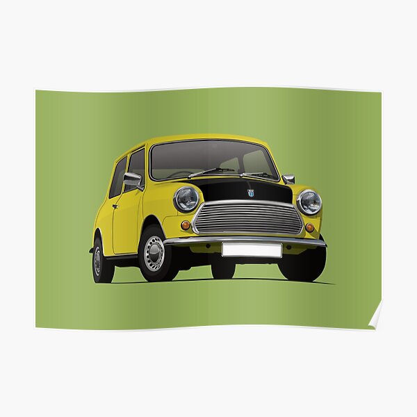 "Yellow Austin Morris Mini with black bonnet - Bean" Poster by ...