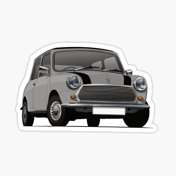 "Gray Austin Morris Mini with black stripes" Sticker for Sale by ...