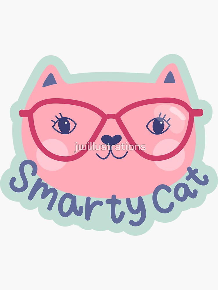 "Smarty Cat " Sticker for Sale by jwillustrations | Redbubble