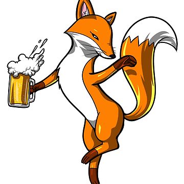 "Fox Drinking Beer" Sticker for Sale by Nikolay Todorov | Redbubble