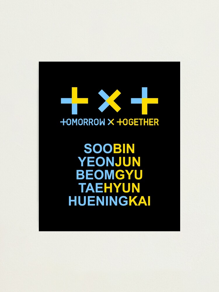 "KPOP TXT OFFICIAL LOGO AND MEMBER NAME" Photographic Print for Sale by ...