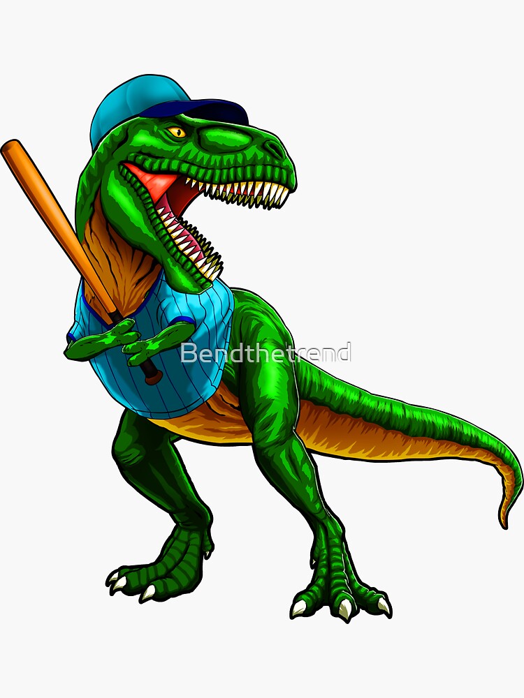 "Dinosaur T Rex Baseball" Sticker for Sale by Bendthetrend | Redbubble
