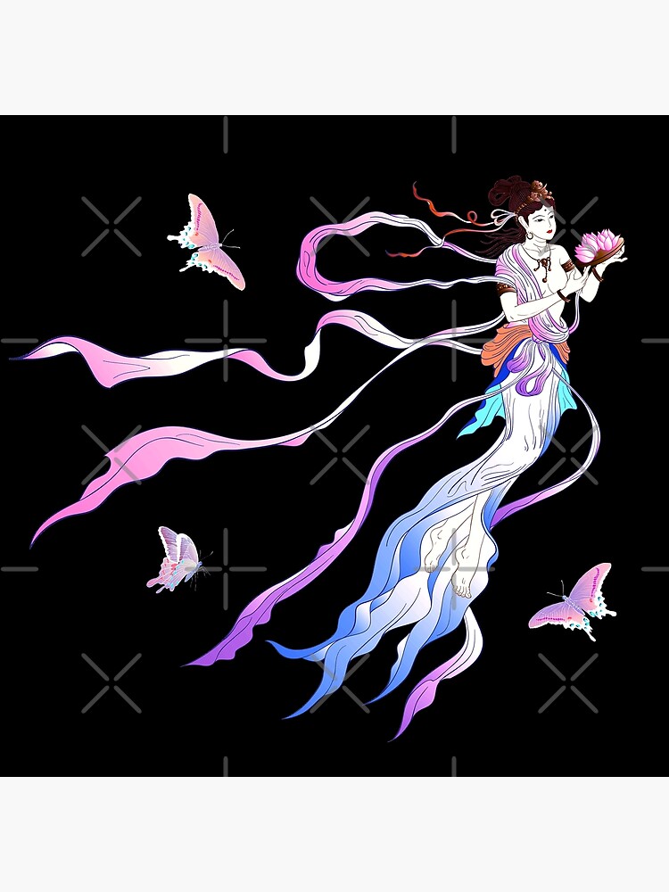 "Japanese celestial maiden: Tennyo and butterflies design" Poster for ...