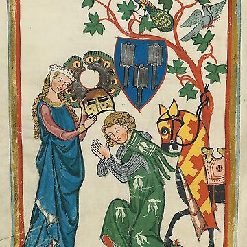 "Lady with Knight, 14th Century Medieval Manuscript" Poster for Sale by ...