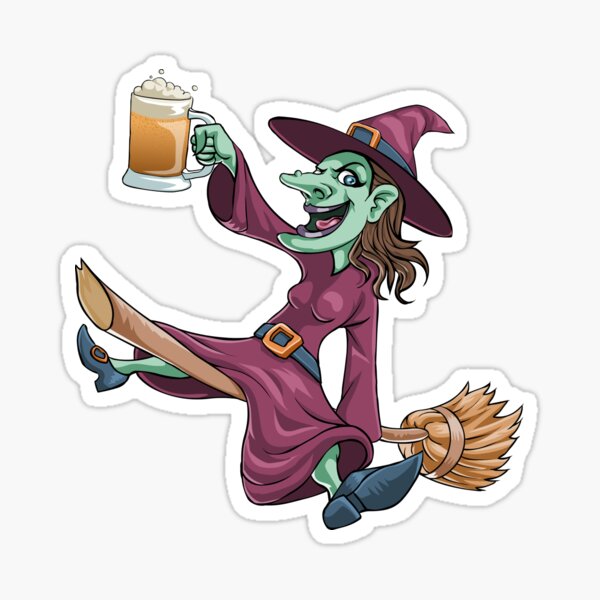 "Drunk Witch Halloween" Sticker for Sale by Bendthetrend | Redbubble