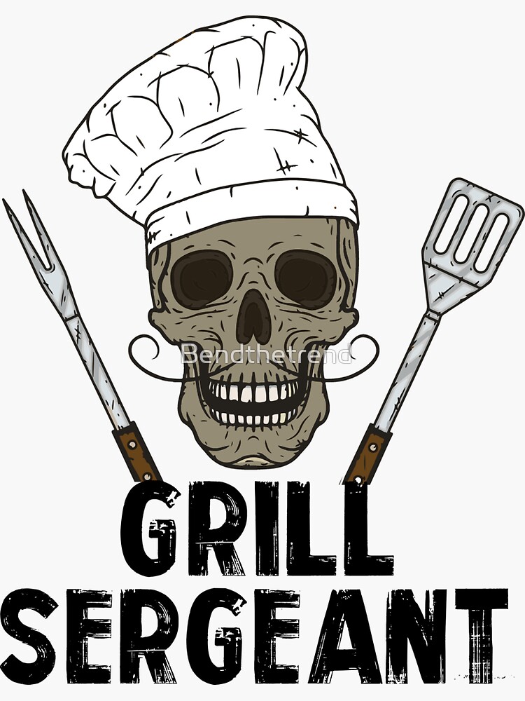 "Grill Sergeant BBQ Grilling" Sticker for Sale by Bendthetrend | Redbubble