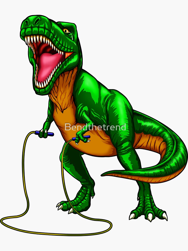 "Dinosaur T Rex Jump Rope" Sticker by Bendthetrend | Redbubble