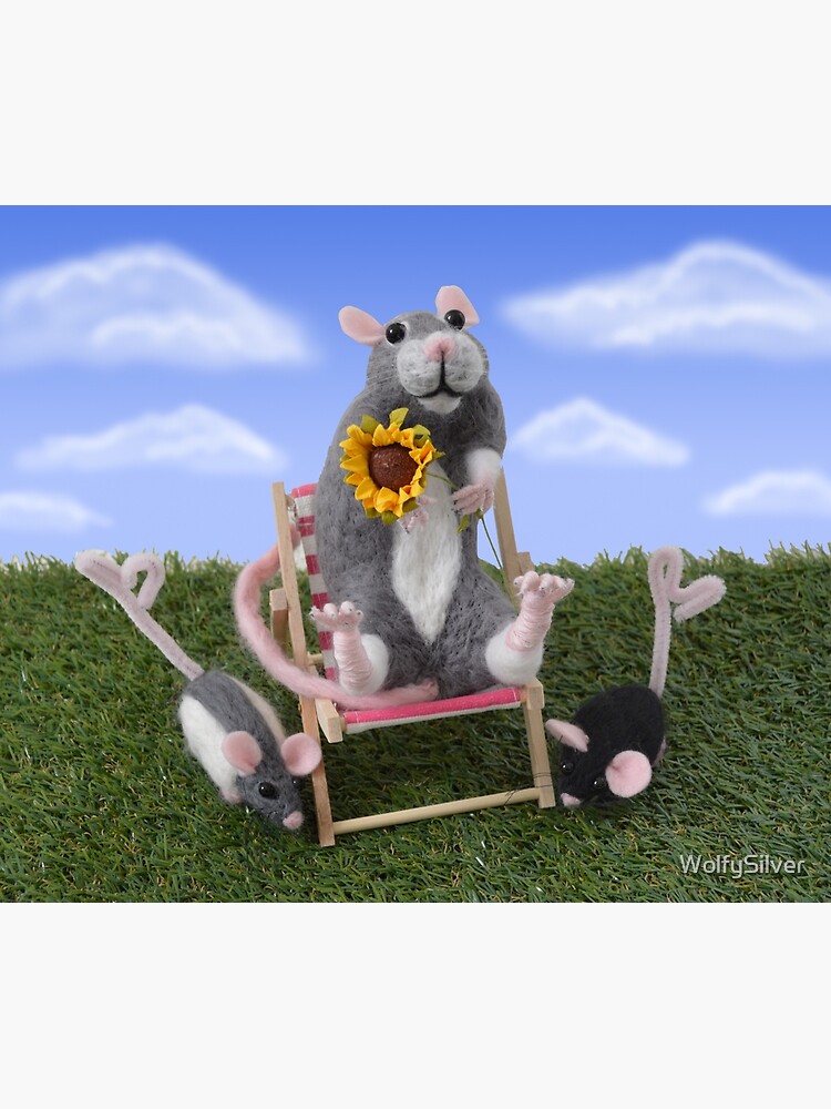 "Grey Berkshire Rat and Friends - Needle Felted Rat Sunbathing on a ...