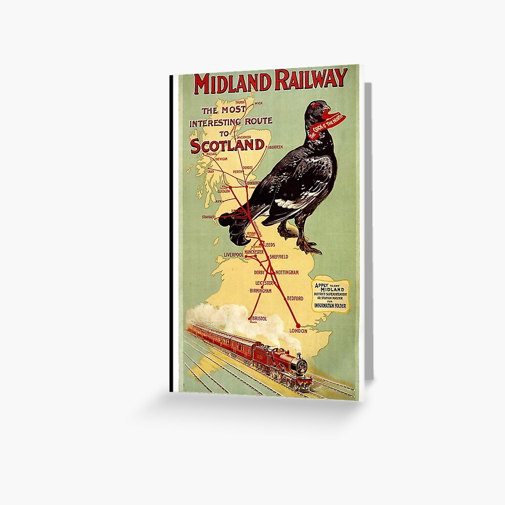 "Vintage Midland Railway Poster London To Scotland " Greeting Card by ...