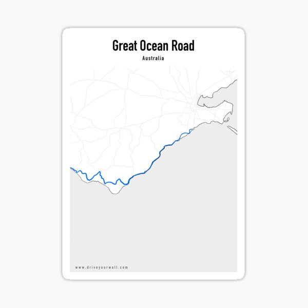 "Great Ocean Road - ROAD MAP" Sticker by DriveYourWall | Redbubble