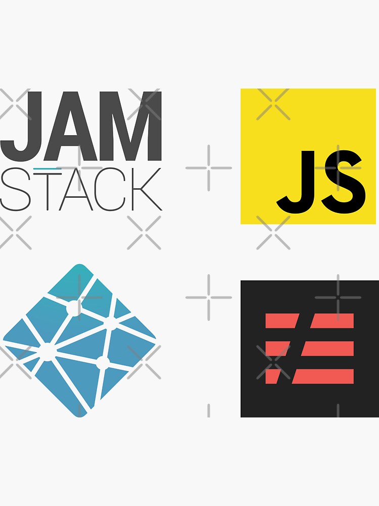 Jamstack Netlify Javascript Serverless Framework Combo Pack Sticker For Sale By Devstick