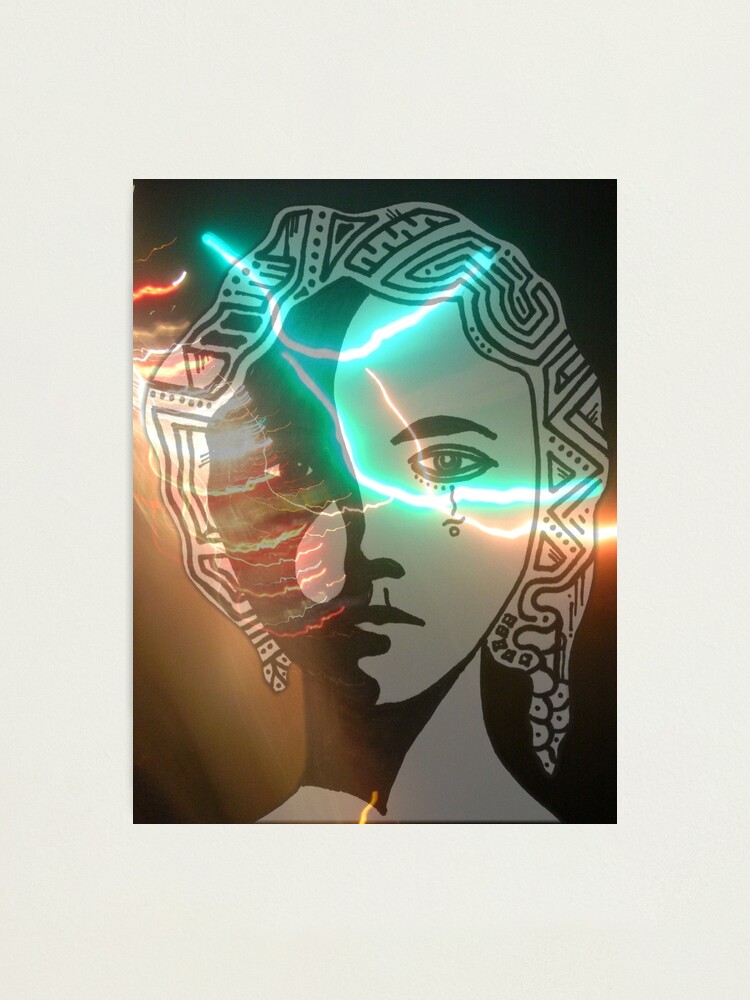 Impression photo « Dessin Technique mixte. Dessin au trait de femme sur ...
