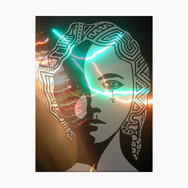 Impression photo « Dessin Technique mixte. Dessin au trait de femme sur ...