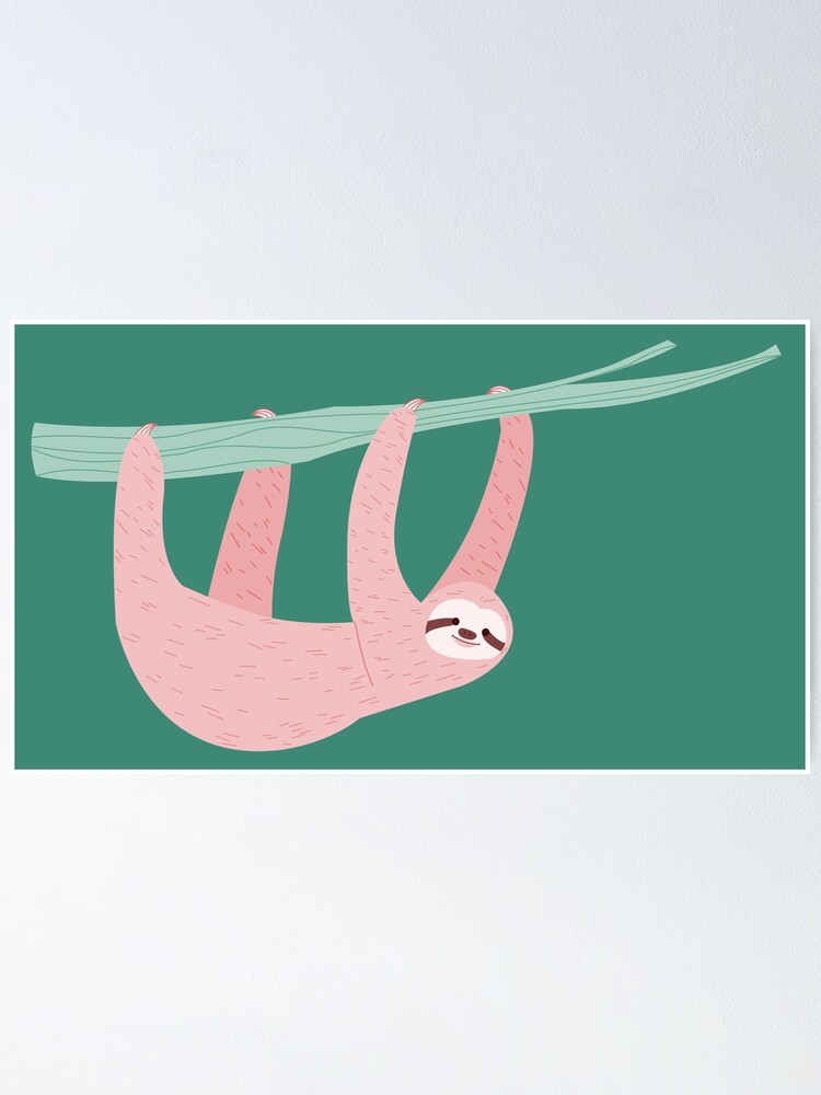 "Pink Hanging Three-Toed Sloth" Poster by Vaeya | Redbubble