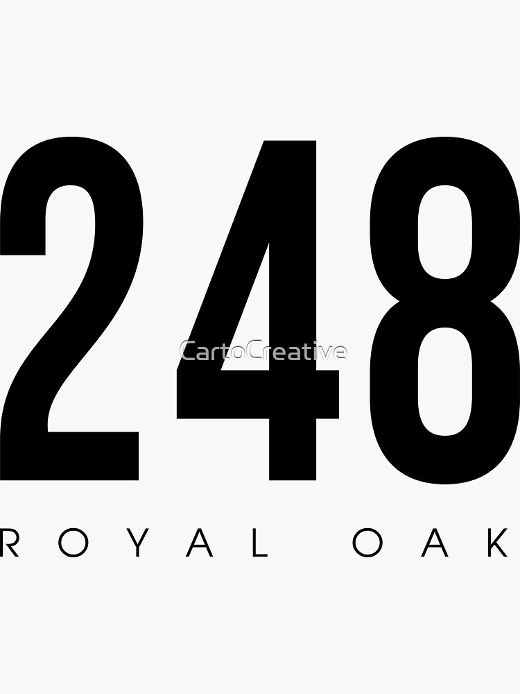 "Royal Oak, MI - 248 Area Code" Sticker by CartoCreative | Redbubble