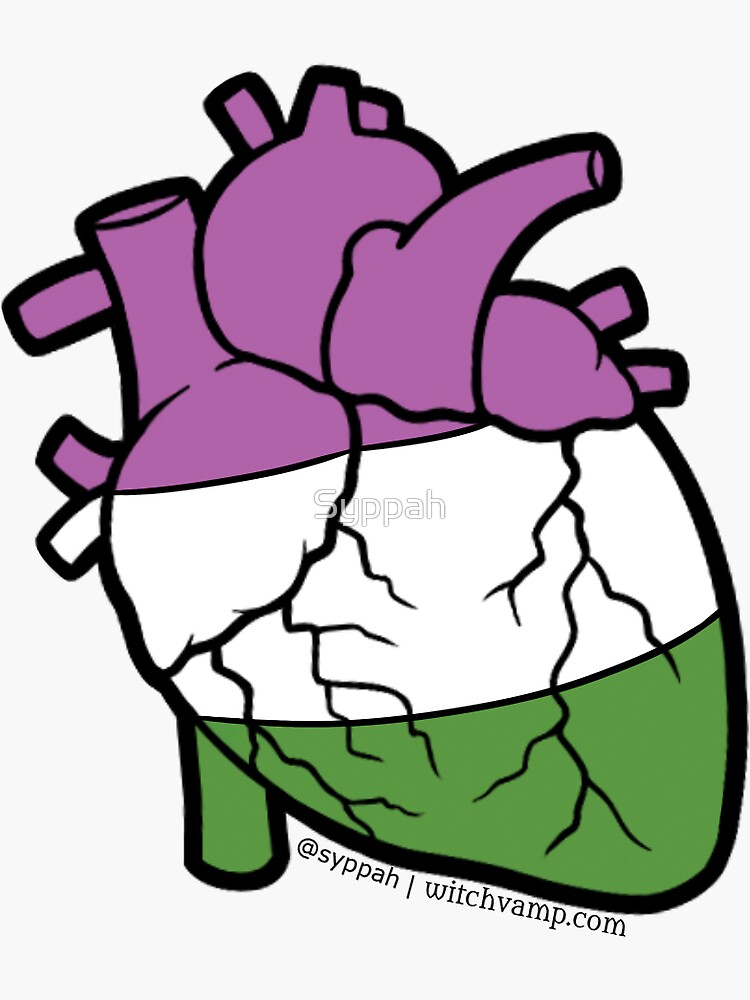 "Genderqueer Pride Anatomical Heart" Sticker for Sale by Syppah | Redbubble
