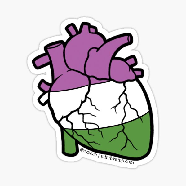 "Genderqueer Pride Anatomical Heart" Sticker for Sale by Syppah | Redbubble