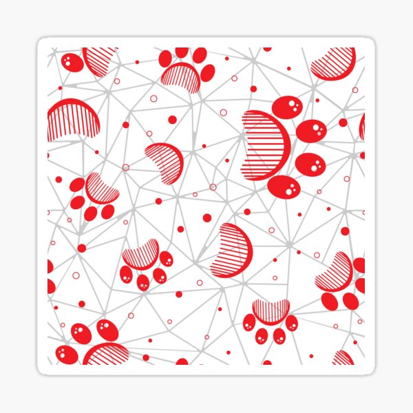 "Paw print seamless pattern in red color" Sticker for Sale by sashica ...