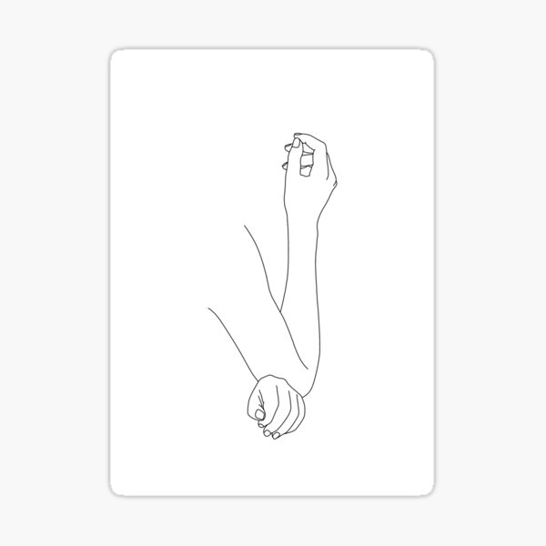 "Hands line drawing - Daya" Sticker for Sale by TheColourStudy | Redbubble