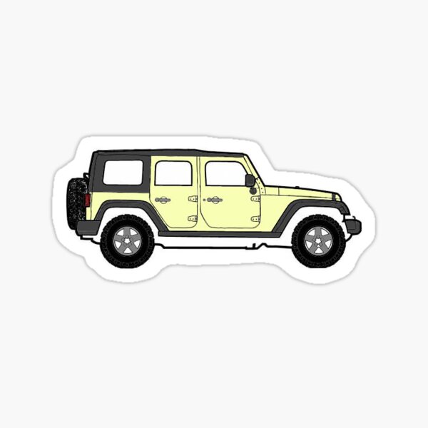 "Pastel Yellow Jeep" Sticker for Sale by leedleleigh | Redbubble