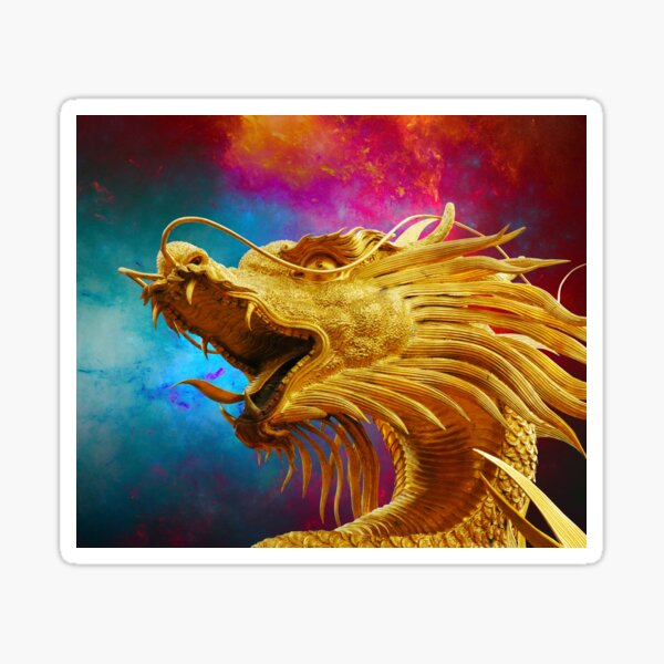 "Gold Chinese Dragon" Sticker by xSpacePiratex | Redbubble