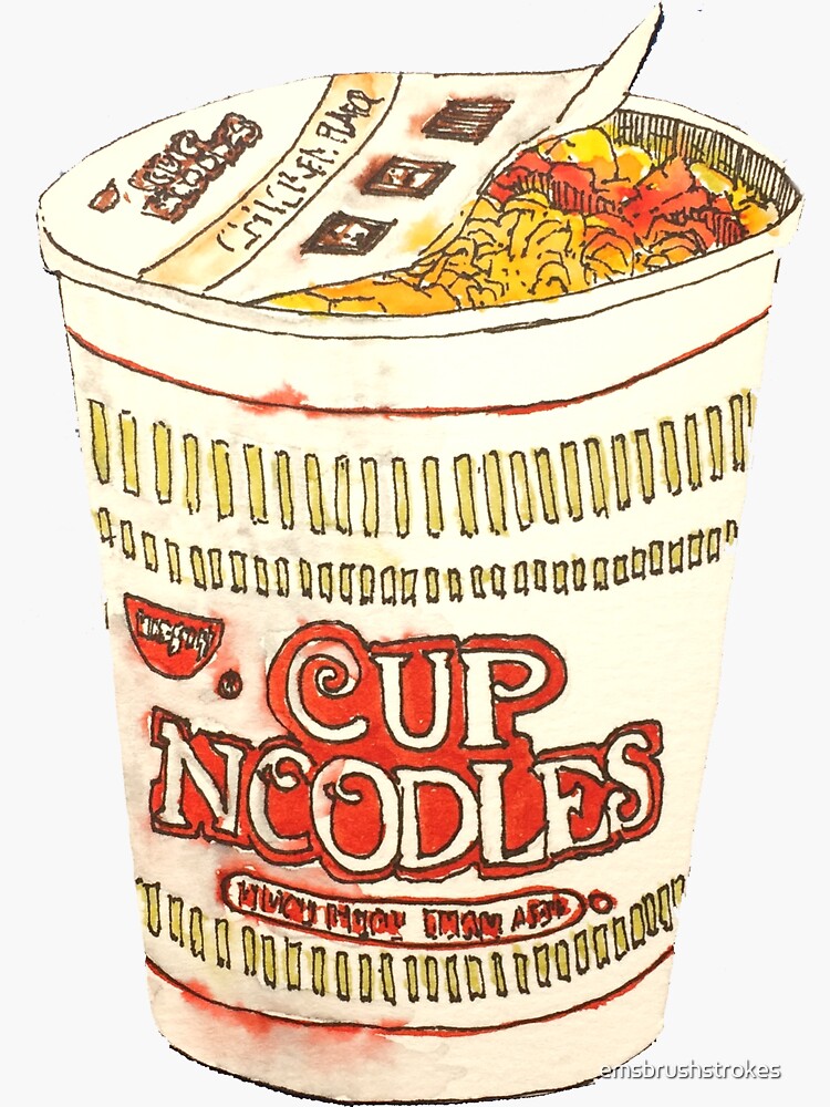 "Cup O' Noodle" Sticker for Sale by emsbrushstrokes | Redbubble