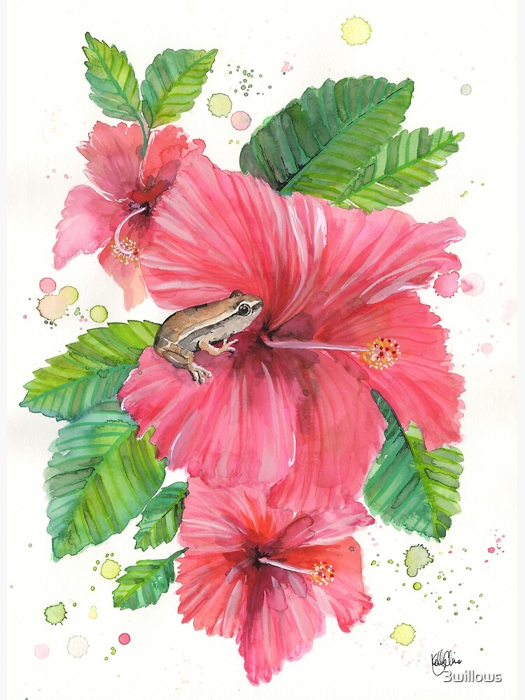 "Coqui Frog & Hibiscus Flower" Poster for Sale by 3willows | Redbubble